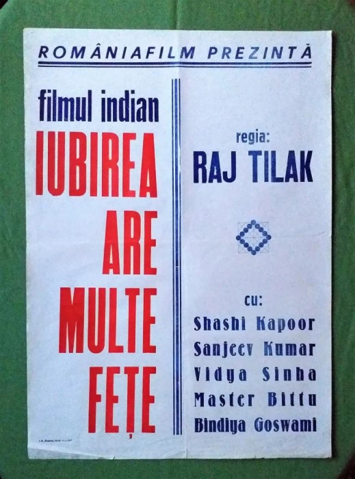 Afis vechi film indian, afis cinematograf din epoca comunista, grafica anii 70 | Okazii.ro