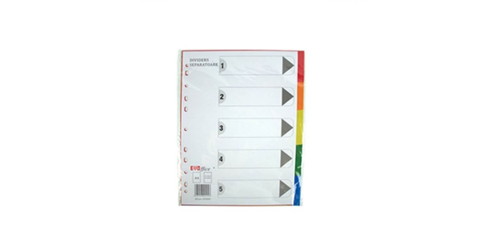 Separatoare din Plastic EVOffice, 5 Culori/Set, Format A4 ...
