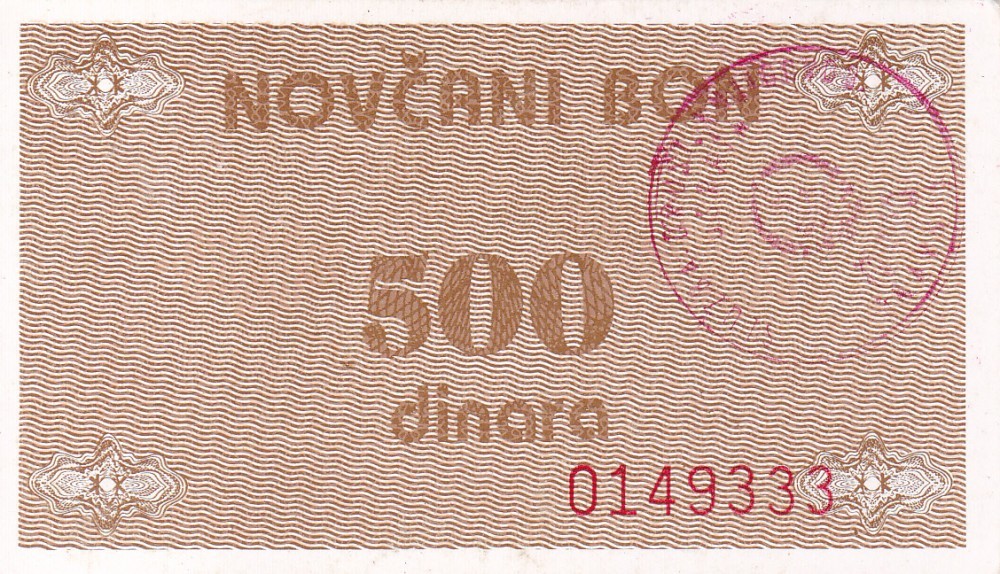 BOSNIA-HERTEGOVINA 500 dinara 1992 NOVCANI BON AUNC!!! | arhiva Okazii.ro