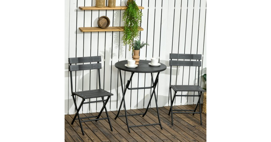 Outsunny Set de Gradina 3 Piese cu 2 Scaune si Masa Pliabile din Otel ...