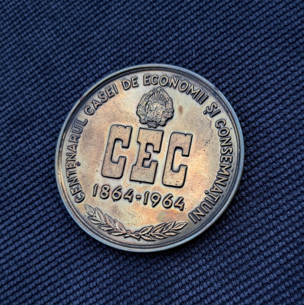Medalie CEC , 1964 , Casa de economii si consemnatiuni , Centenarul ...