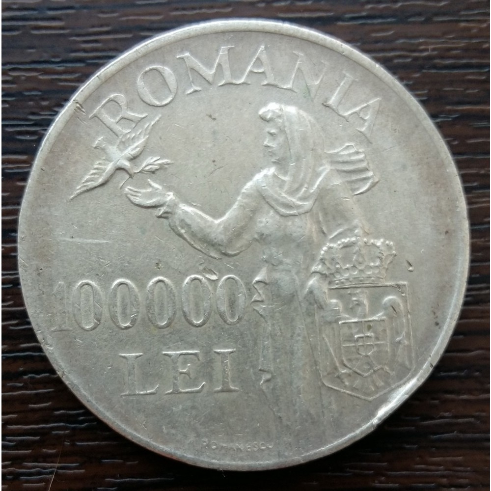 (A881) MONEDA DIN ARGINT ROMANIA - 100.000 LEI 1946, PACEA, REGELE ...