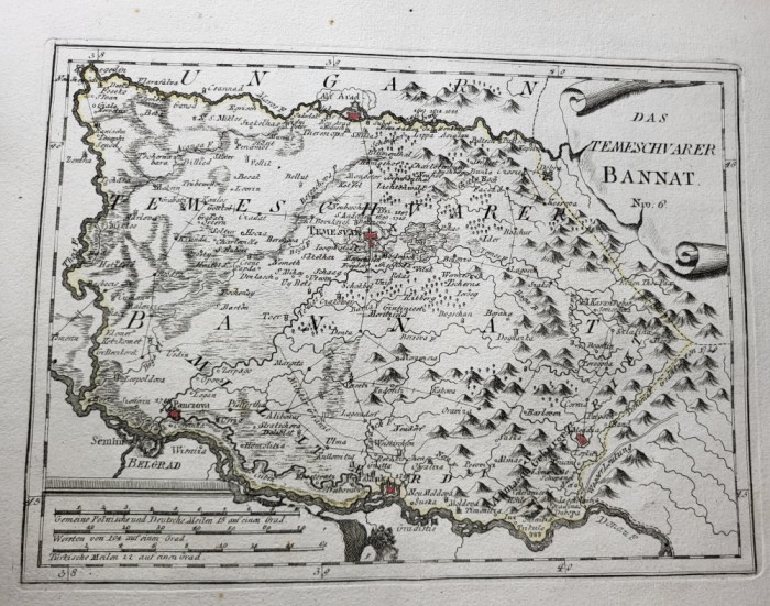 Harta veche Banat (Banatul istoric, Banatul Timisoarei) gravura 1791 ...