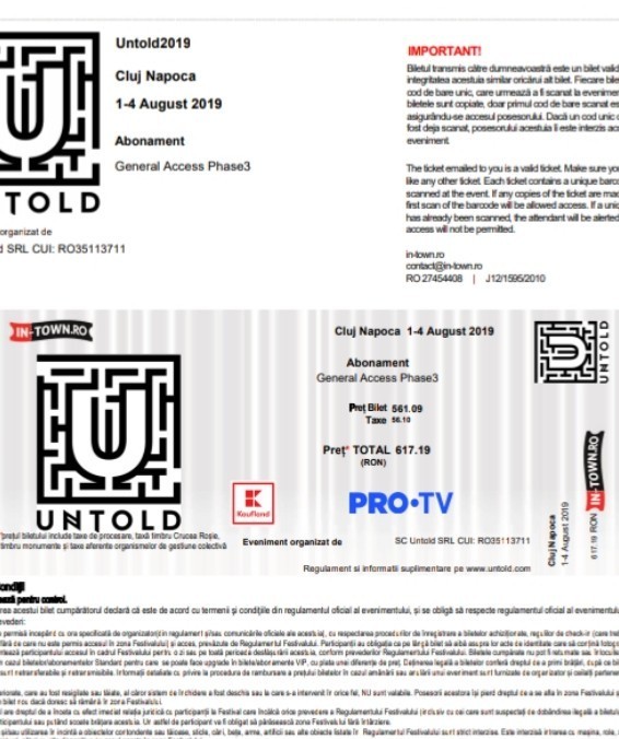 Bilet Untold General 4 Day Pass | arhiva Okazii.ro