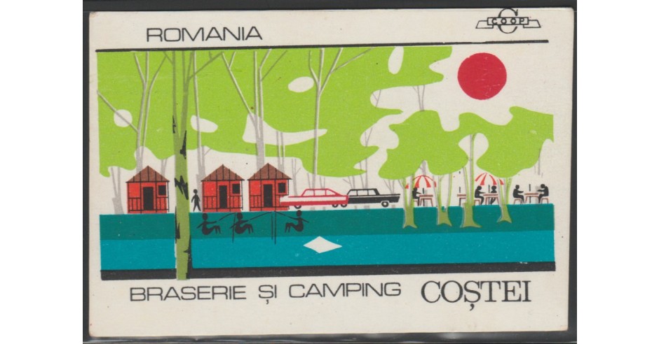 Romania anii 60-70 - Vigneta cartonata Braserie si Camping COSTEI ...