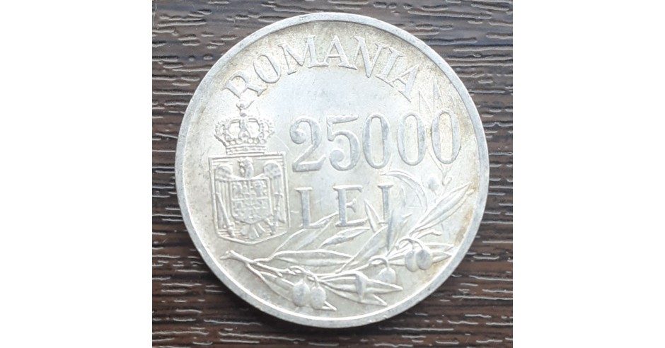 (A407) MONEDA DIN ARGINT ROMANIA - 25.000 LEI 1946, MIHAI I, LUCIU DE ...