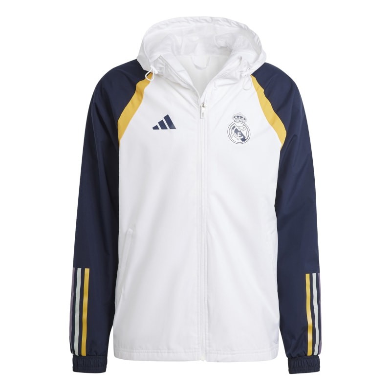 Real Madrid geaca de fotbal pentru barba?i Tiro AllWeather white - M ...