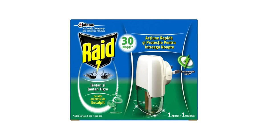 Aparat Electric Raid cu Lichid Impotriva Tantarilor, 21 ml, Set Aparat ...