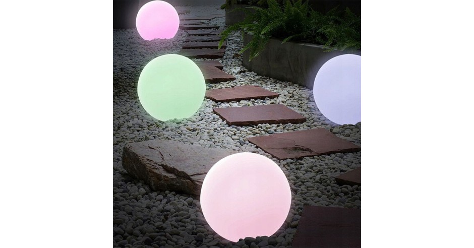 Lampa solara gradina led rgb, glob diametru 30 cm, reincarcabila usb ...