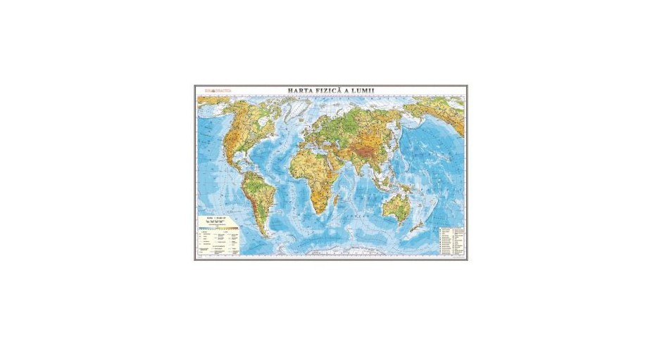 Harta fizica a lumii /Harta de contur (verso), 600x470 mm (GHLF60 ...
