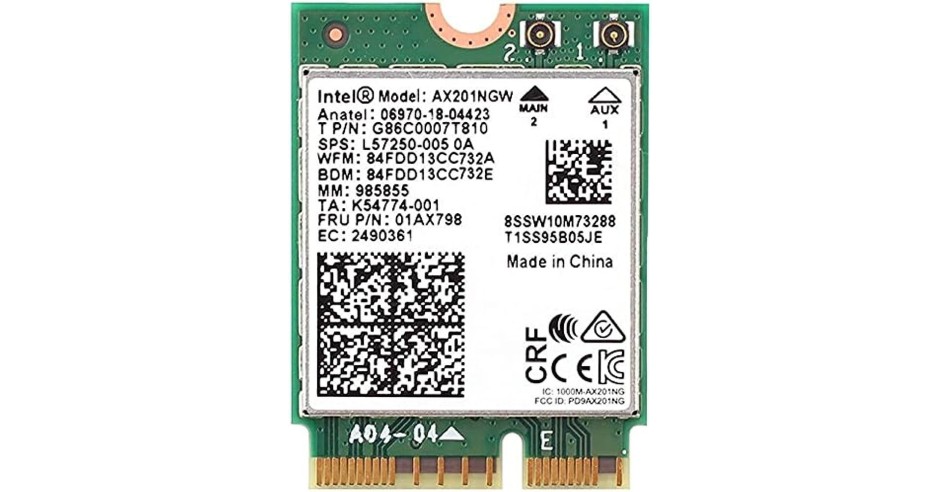 Modul Wifi 6 laptop Intel AX201NGW, Dual Band 5Ghz, Bluetooth 5.0 NGFF ...