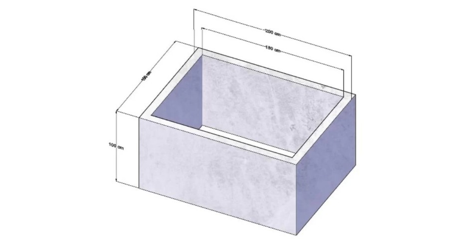 Camin rectangular din beton 180x130x100 cm | Okazii.ro