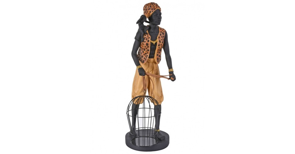 Statueta de gradina cu un african cu o cusca si maimuta CW238 | arhiva ...