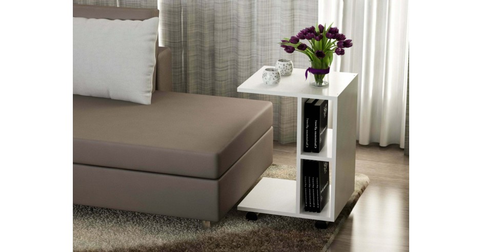 Masa de Cafea Laterala cu Roti UnicUtil, 45 x 35 x 65 cm, Alb | arhiva ...