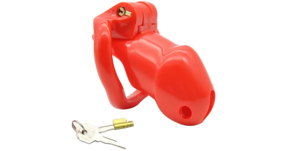 Cusca rosie centura castitate penis antimasturbare premium Red Cockcage ...