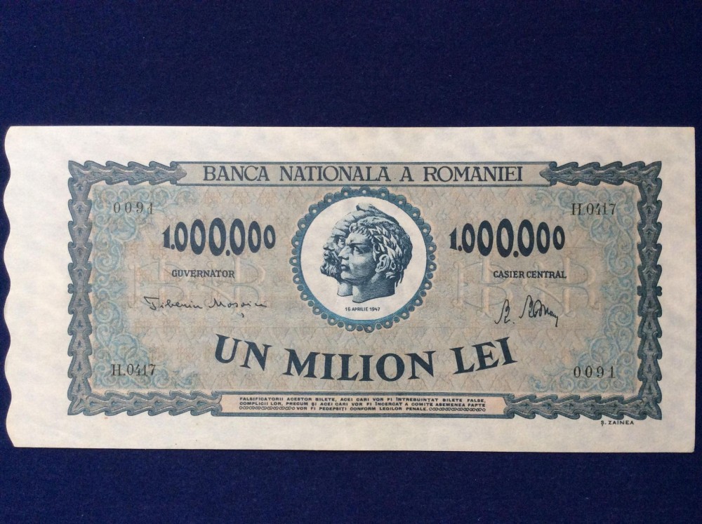 Bancnote România -1000000 lei 1947 - seria H.0417 0091 (starea care se ...