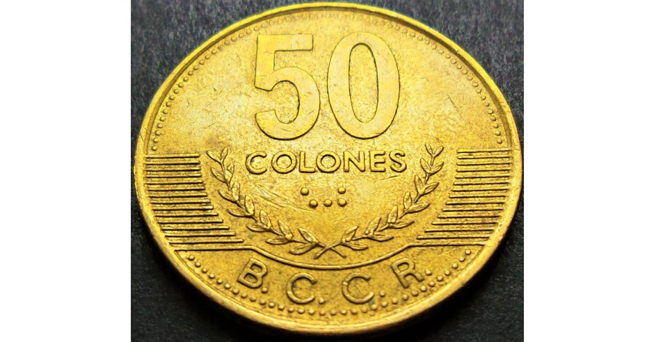 Moneda exotica 50 COLONES - COSTA RICA, anul 1997 * cod 2300, America ...