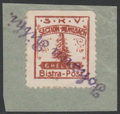 1909 Posta Locala Bistra - Marca 6h ndt orizontal / fragment plic ...