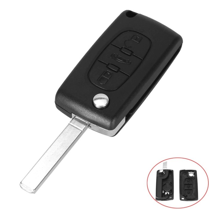 Carcasa cheie auto briceag cu 3 butoane, buton portbagaj, suport ...