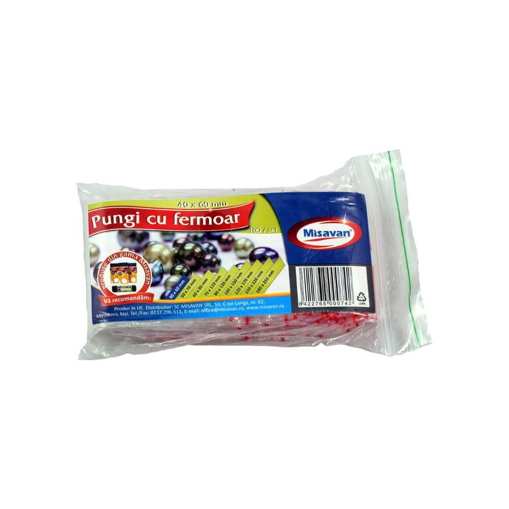Set 100 Pungi Ziplock cu Fermoar Misavan, 4x6 cm, Punga Ziplock ...