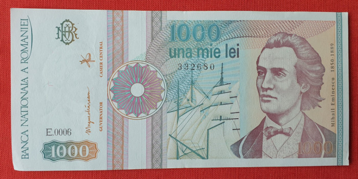 1000 Lei 1991 - Eminescu - Una mie lei - bancnota in stare foarte buna ...