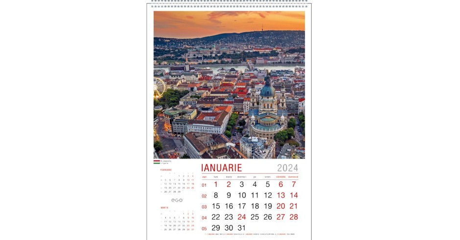 Calendar de perete, imagini Orasele lumii, 13 file cu spira metalica ...