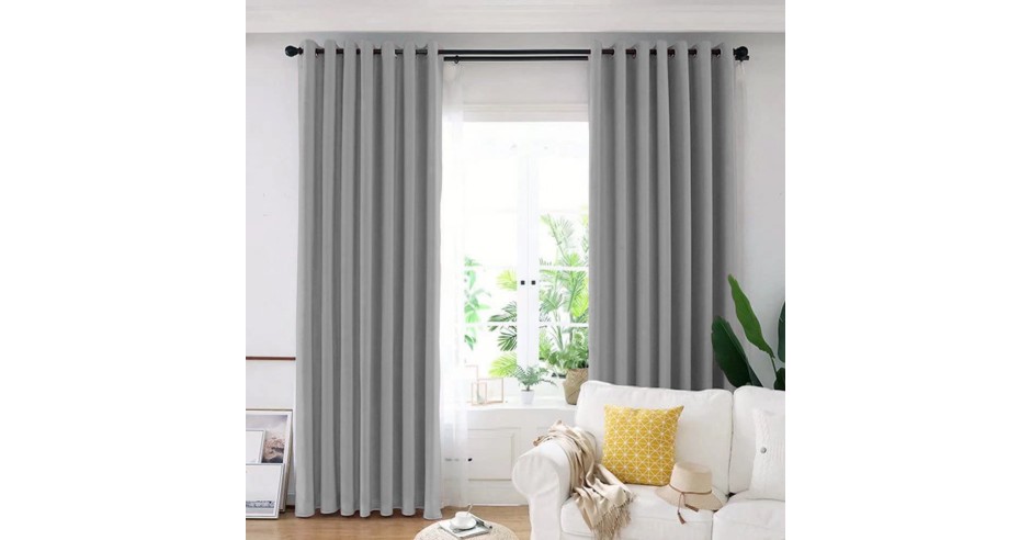Set draperie din catifea blackout cu inele argintii, Madison, 150x250 ...