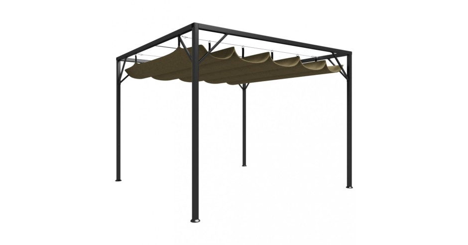 Pavilion tip Foisor de Gradina cu Acoperis Retractabil 3x3 m, Culoare ...