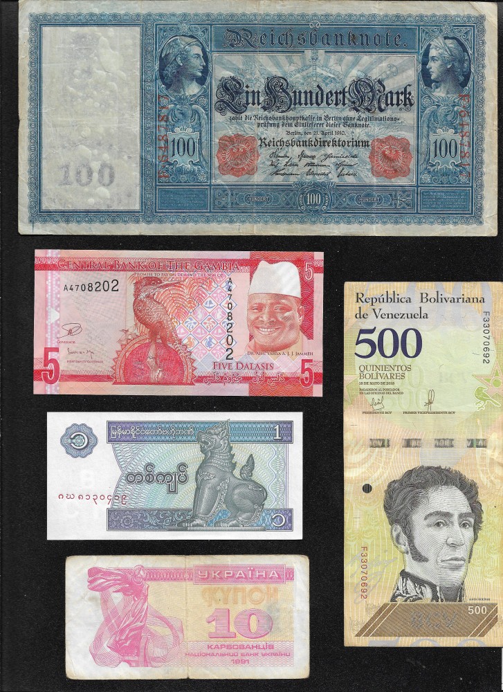 Set 5 bancnote de prin lume adunate (cele din imagini) #87, Asia ...