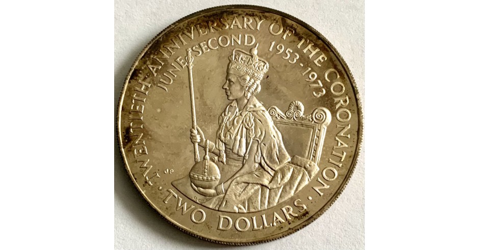 INSULELE COOK 2 DOLLARS 1973,AG,925.( 20 ANI ANIVERSARE DE LA ...