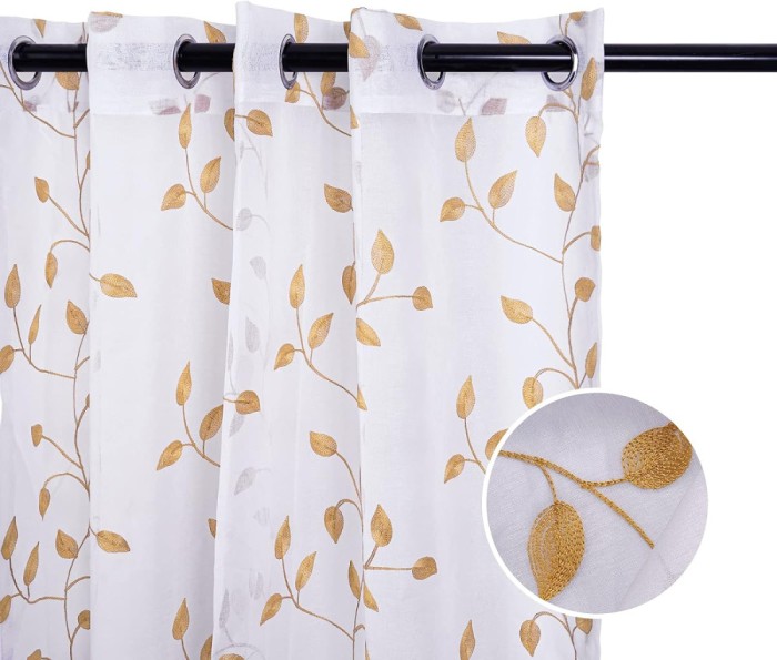 Stan Perdele transparente cu pompon alb, cu ochiuri, perdele pentru ...