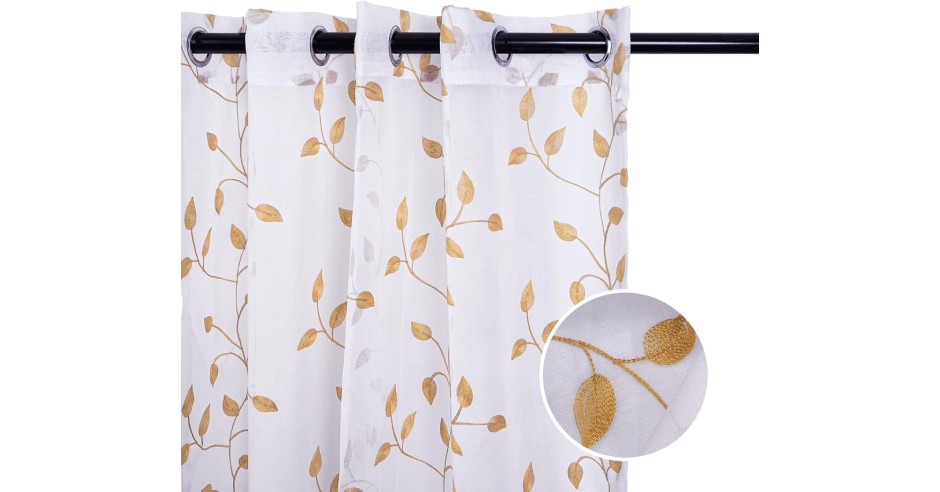 Stan Perdele transparente cu pompon alb, cu ochiuri, perdele pentru ...