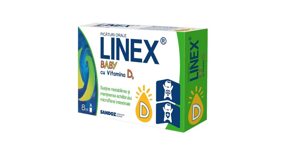 Picaturi Orale Linex Baby cu Vitamina D3 8 mililitri Sandoz | Okazii.ro