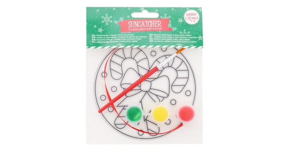 Sablon plastic de colorat, vitraliu cu vopsea si pensula inclusa ...