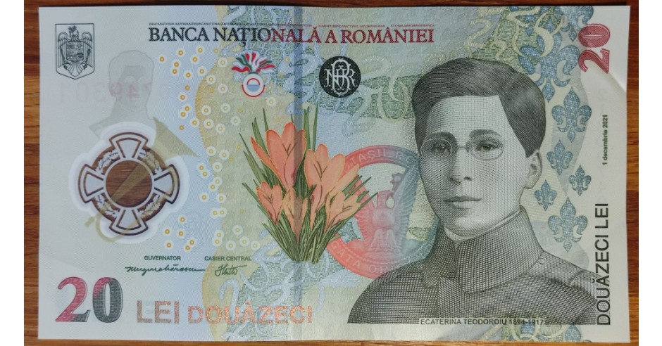 Romania - bancnota de colectie mai rara - 20 lei 2021 - Ecaterina ...