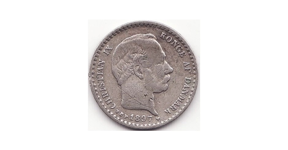 Moneda Danemarca - 10 Ore 1897 - Christian al IX-lea - VBP - Argint ...
