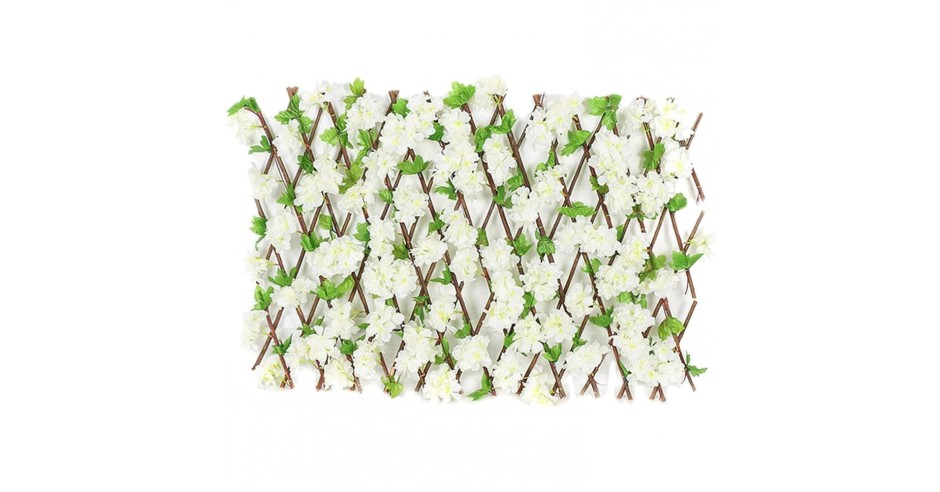 Gard Viu Artificial Cu Flori Albe Extensibil Vesnic Verde 220x70 Sau 120x120 Arhiva Okaziiro
