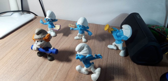 Strumfi, smurfs - 5 figurine mari strumf din cauciuc - setul 4 | Okazii.ro