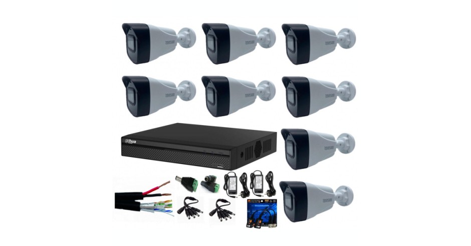 Kit 8 camere supraveghere 8MP 4K cu IR 80m, microfon + DVR 8 canale 8MP ...