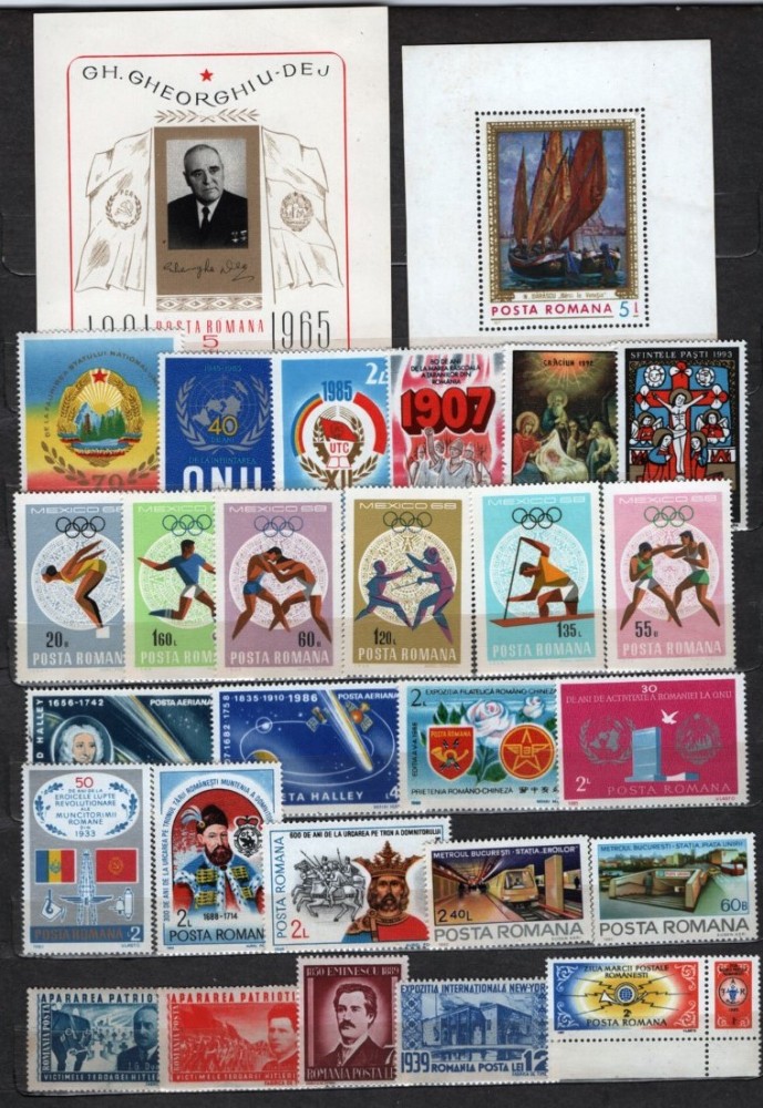 ROMANIA - COLITE SI TIMBRE NESTAMPILATE TEMATICA DIFERITA, LOT340 ...