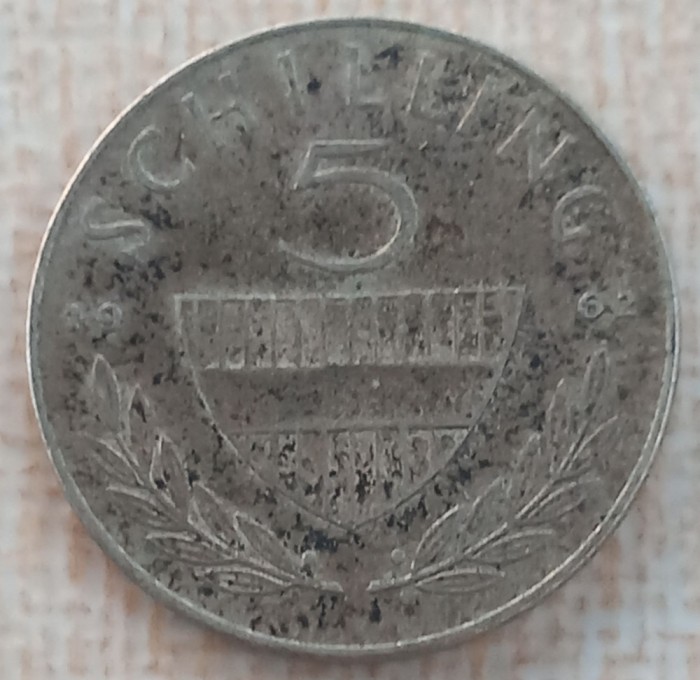 (A558) MONEDA DIN ARGINT AUSTRIA - 5 SCHILLING 1962, CALARET PE CAL ...