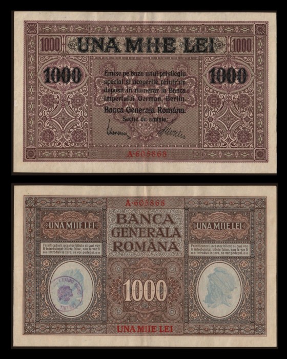 Bancnote -Romania 1000 lei 1917 -BGR | Okazii.ro
