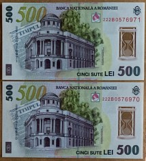 BANCNOTE ROMANIA 500 LEI 2018( MIHAIL EMINESCU) SERII CONSECUTIVE ...