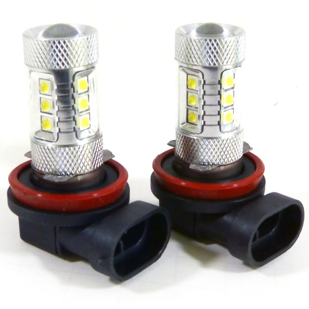 Set Becuri LED H8 cu 15 SMD Samsung pentru Proiectoare, Lumina Alba ...