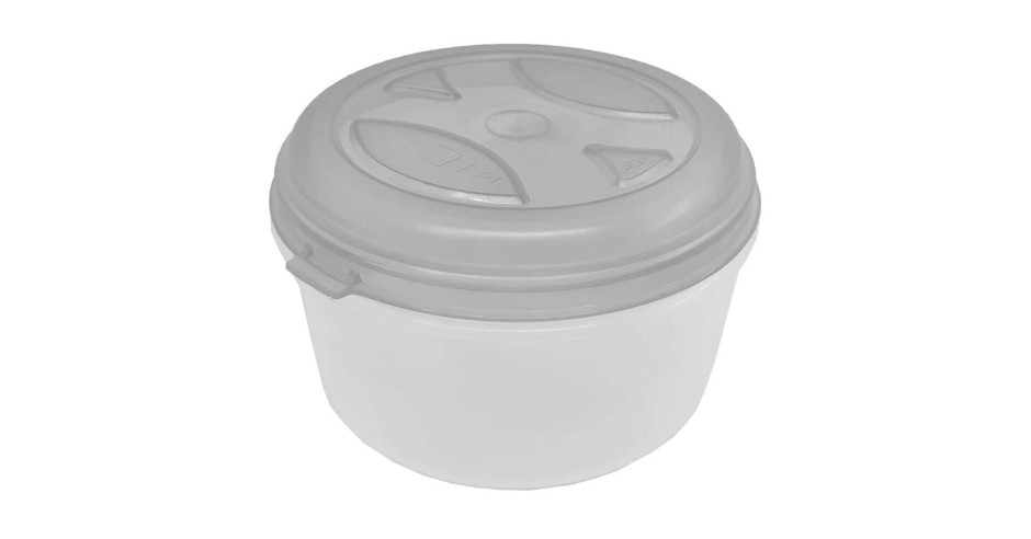 Cutie Alimente Mare Rotunda, 0.5 L, Recipient Incolor, Capac Alb, Cutie ...