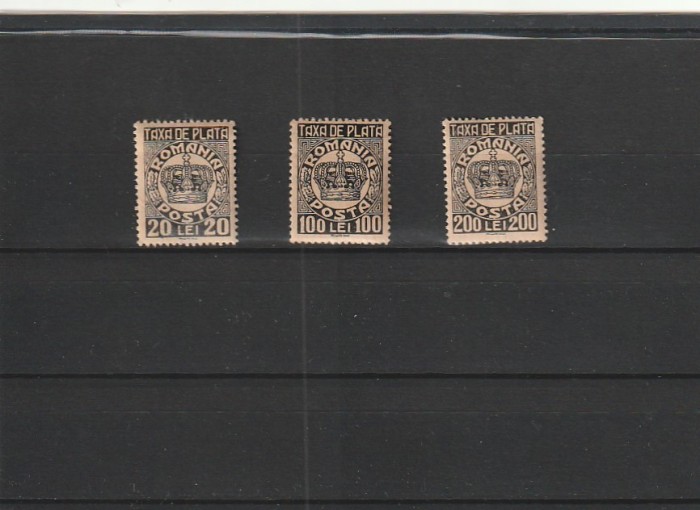 ROMANIA 1946 TAXA DE PLATA COROANA (FARA FILIGRAN) HARTIE ALBA ...