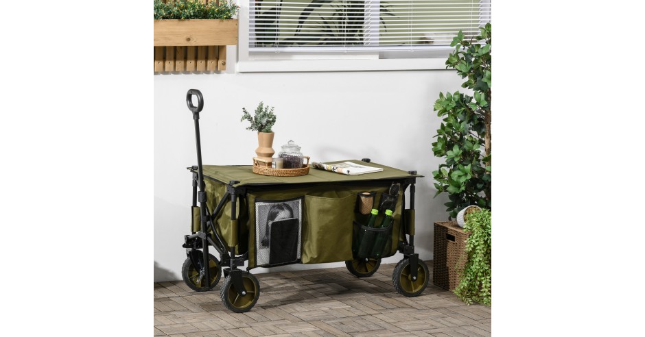 Outsunny Carucior de gradina pliabil cu roti, Carucior de camping ...