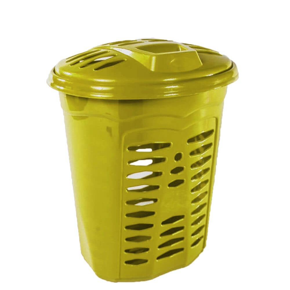 Cos de Rufe STERK, 52x35x45 cm, cu Capac, Plastic Galben, Cosuri pentru ...