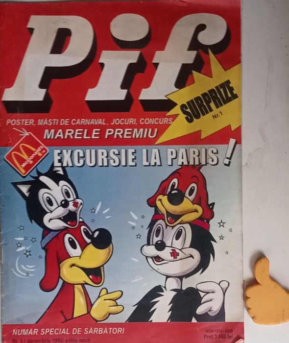 Revista Pif an 1 nr 1 limba romana dec 1996 cu desene Pompilu Dumitescu ...