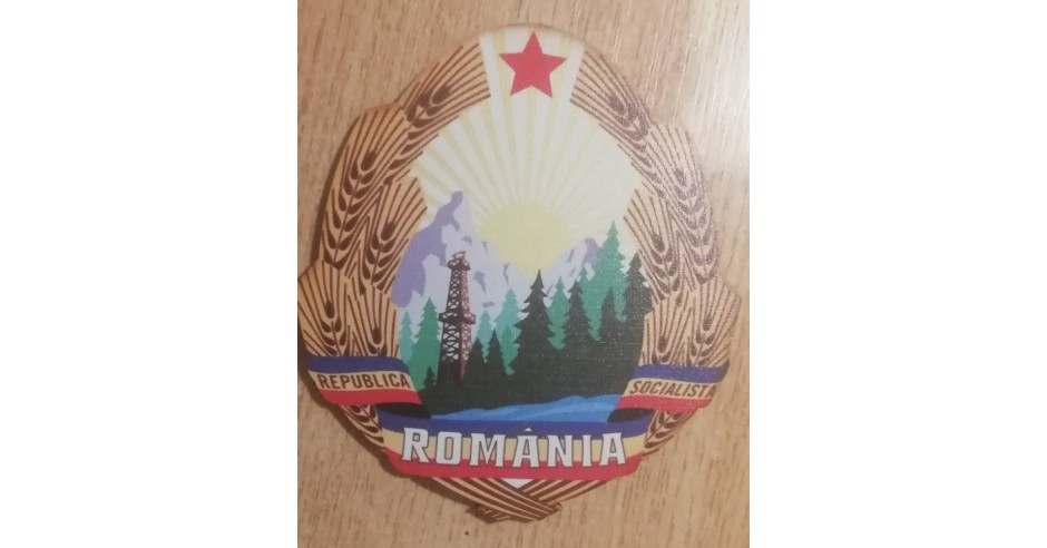 M3 C3 - Magnet frigider - tematica comunism - stema RSR - Romania 27 ...